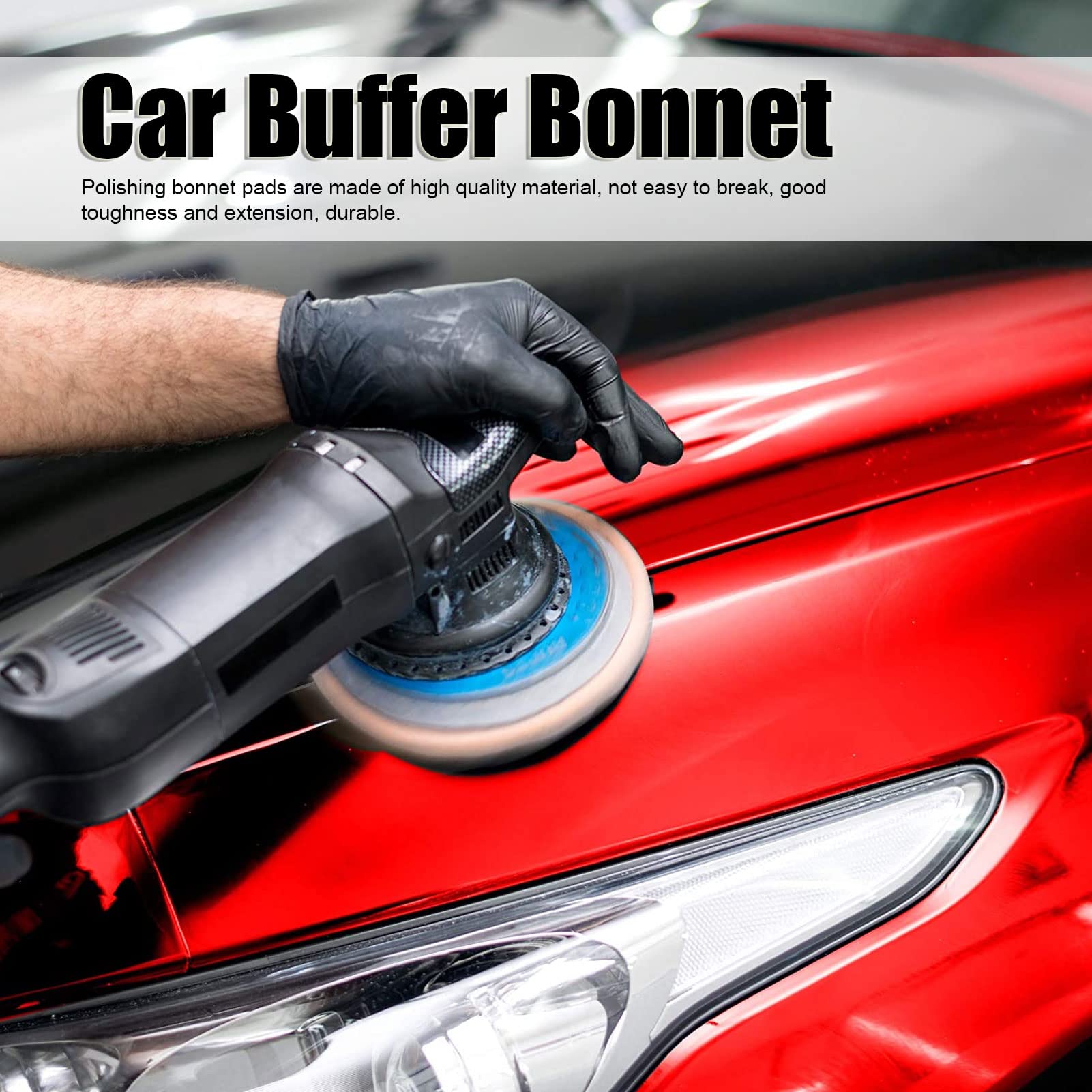 9 Pcs 6 Inches Buffer Bonnets Waxers Bonnet Set,Car Orbital Buffer Polisher Pad Bonnet Microfiber Polishing Buffing Bonnet Set for Cars Motorcycles