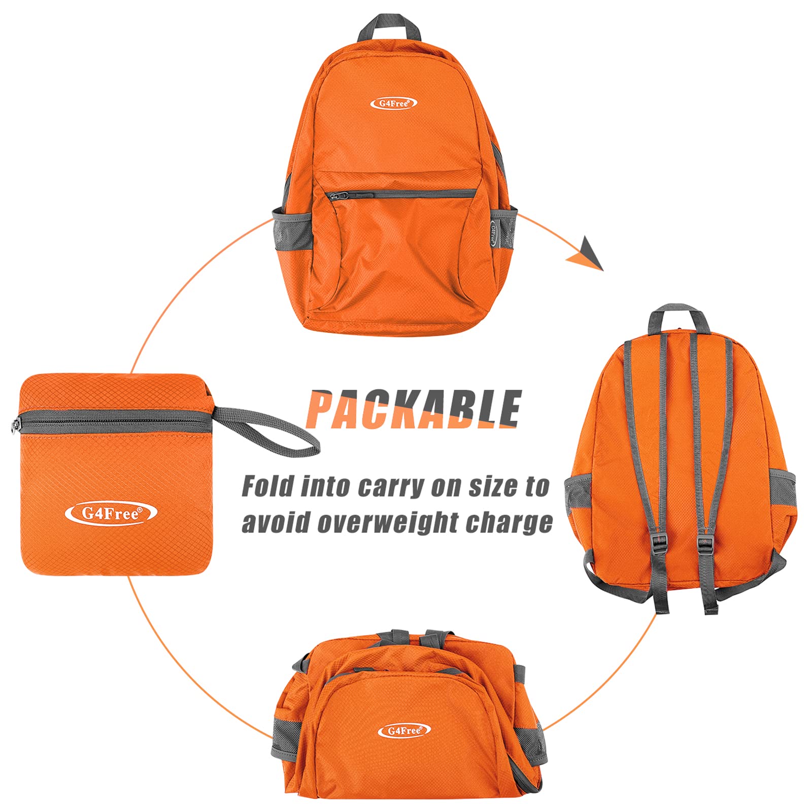 G4Free 20L Lightweight Packable Backpack Travel Hiking Daypack Foldable Backpack for Men Women
