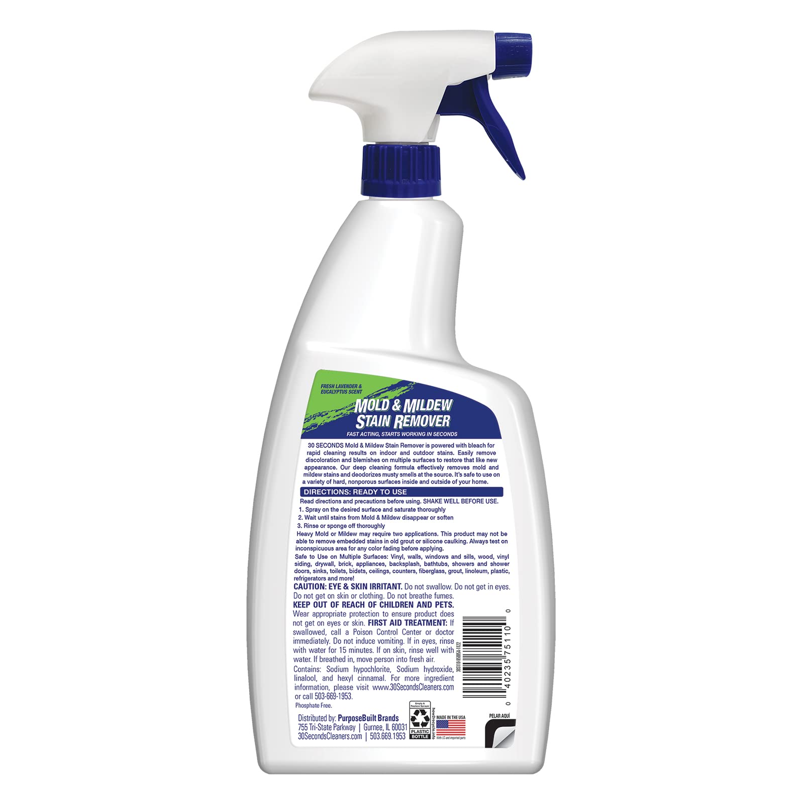 30 SECONDS Mold & Mildew Stain Remover Spray- Indoor & Outdoor Use