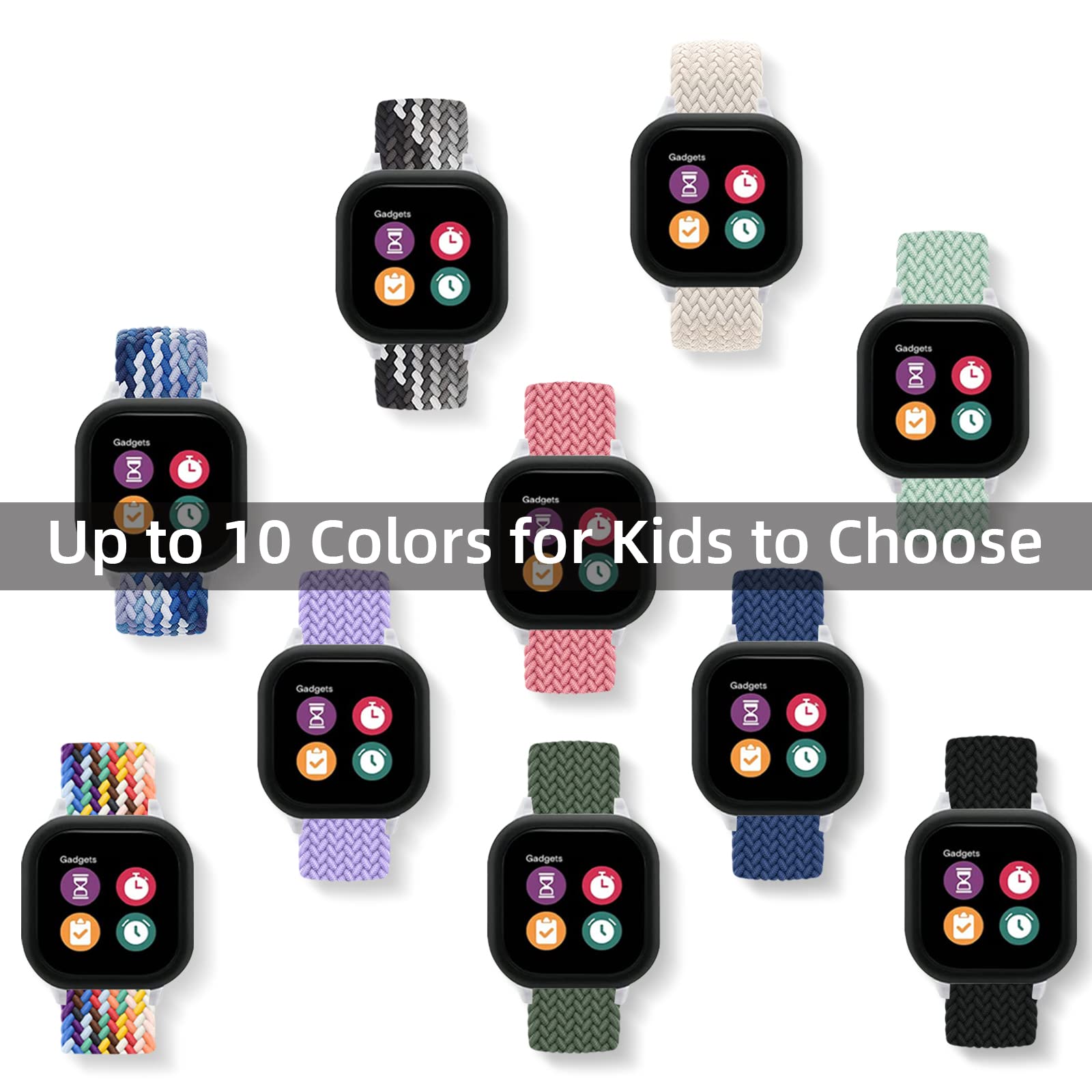 SimpleThings 3Pack Band Replacement Compatible with Gizmo Watch 3 2 1/Gabb Watch 3 2 1, 20mm Stretchy Kids Solo Loop Gizmo Watch Band Replacement Easier for Boys Girls to Put On & Off