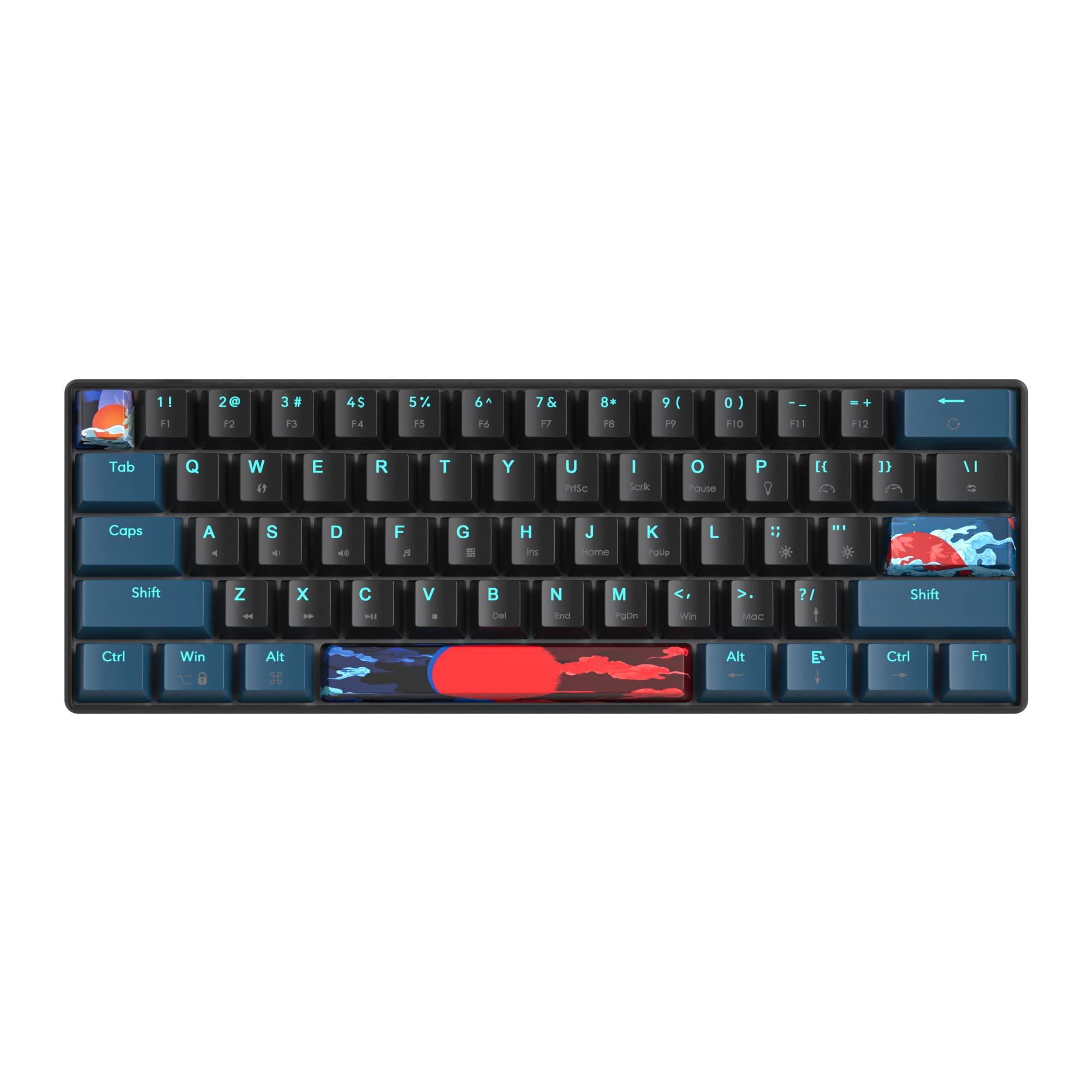 Mosptnspg Protable 60% Percent Gaming Keyboard Mechanical, Mini Compact RGB Backlit 61 Keys Wired Office Keyboard with Red Switch for Mac/Win (Monstor Black/red Switch 61)