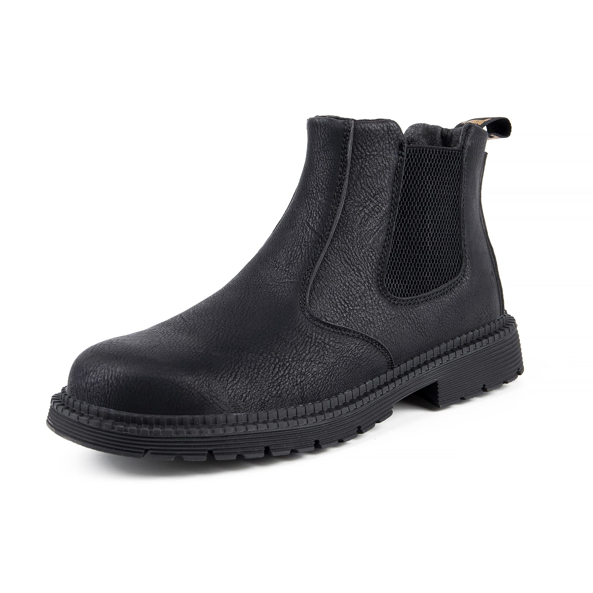 CJSPORX Zapatos Para Hombre de Trabajo Anti-Skid Safety Shoes Leather Waterproof Work Shoes black size 7.5