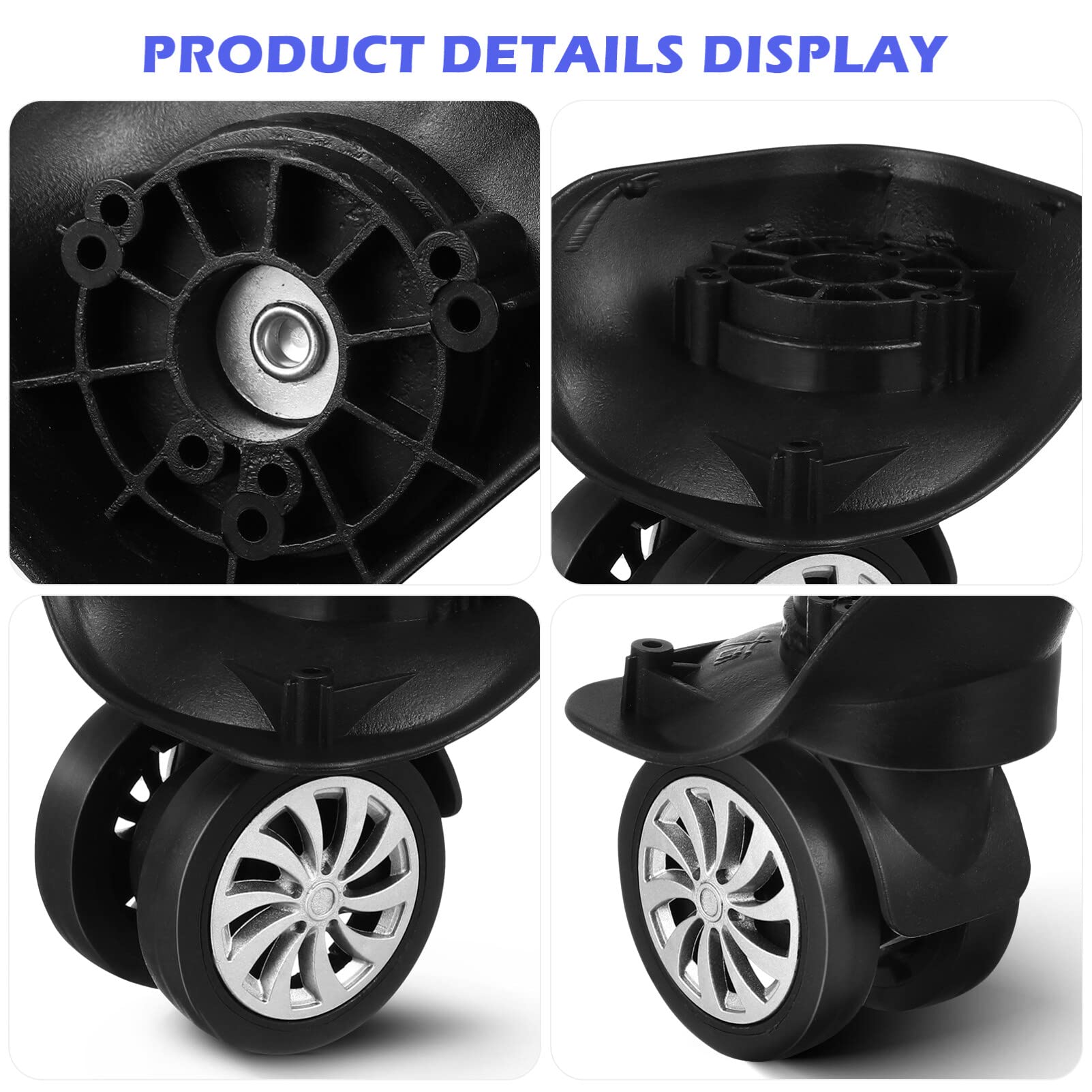 Didiseaon Side Mount Casters 2 Inch Swivel Caster Wheels, 360 Degree Swivel Wheels Replacement Universal for Luggage Suitcase Repair Accessory, 4Pcs