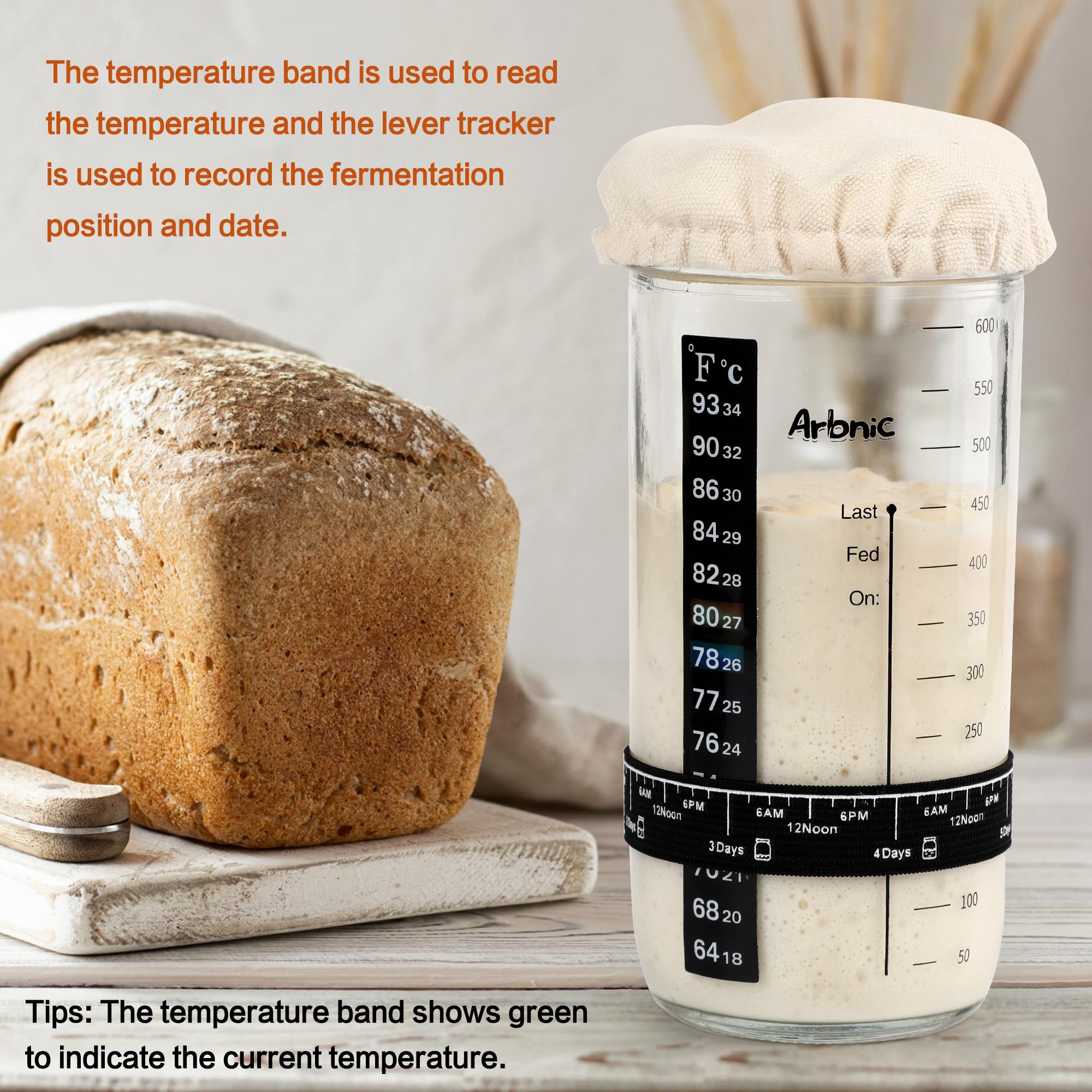 Sourdough Starter Kit Sourdough Bread Baking Supplies with Banneton Bread Proofing Basket,Gifts for Bakers(with 1 Jar)