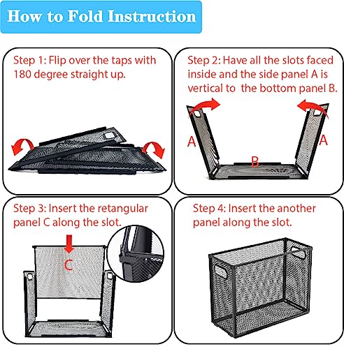 ANSSDO Hanging File Organizer for Desk, 2-Pack Premium Letter-Size Metal File Crate File Folder Holder Box, Easy Assembly Portable Filing Basket Storage Cabinets File Cart for Desktop