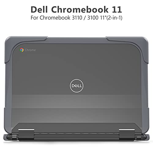 Batianda Laptop Case Fits 11" Dell Chromebook 3110/3100 Laptop Designed for K-12 Students, Teachers and Classrooms–Heavy Duty Rugged Shockproof Soft Bumpers for Reliable Device Protection,Gray