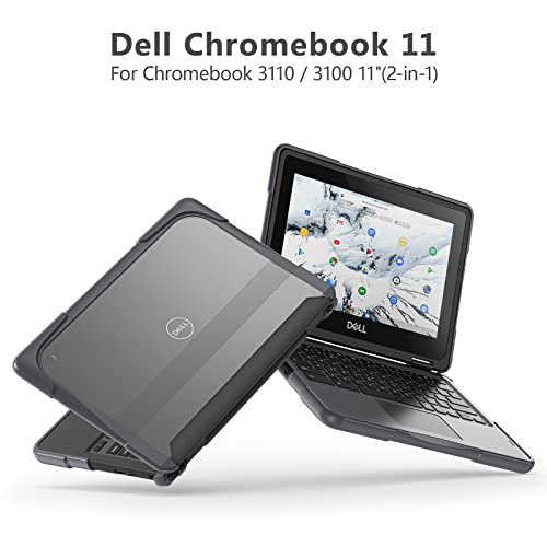 Batianda Laptop Case Fits 11" Dell Chromebook 3110/3100 Laptop Designed for K-12 Students, Teachers and Classrooms–Heavy Duty Rugged Shockproof Soft Bumpers for Reliable Device Protection,Gray
