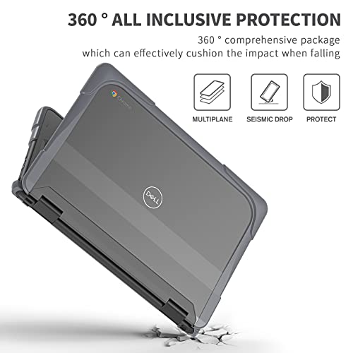 Batianda Laptop Case Fits 11" Dell Chromebook 3110/3100 Laptop Designed for K-12 Students, Teachers and Classrooms–Heavy Duty Rugged Shockproof Soft Bumpers for Reliable Device Protection,Gray
