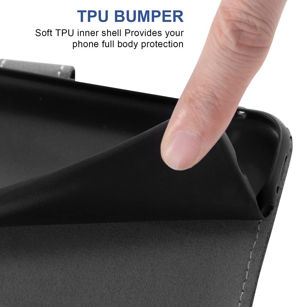 Asuwish Compatible with Xiaomi Redmi Note 8 Pro Wallet Case and Tempered Glass Screen Protector Flip Credit Card Holder Stand Lanyard Cell Accessories Phone Cover for Redme Note8 8pro Women Men Black