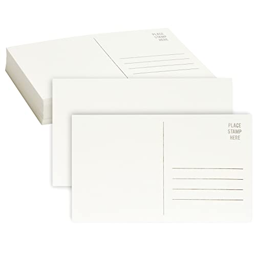 50 Pack Blank Postcards, Watercolor Paper Post Cards for DIY Thanksgiving, Christmas, Mailing, Painting (White, 4x6 In)