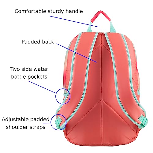 FUEL Lunch Backpack Set Teens Student Water Resistant Bookbag Bag Soft Reusable Insulated Cooler Lunch Box Thermal Travel Office Lunch Bag, Pink Ombre