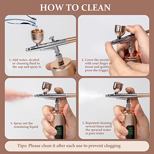 PELCAS Cordless Airbrush Kit with Compressor LCD Display, Rechargeable 36PSI Airbrush Gun, Handheld Airbrush Machine for Nails Art, Painting, Barber, Cake Decor, Cookie, Mode, Tattoo