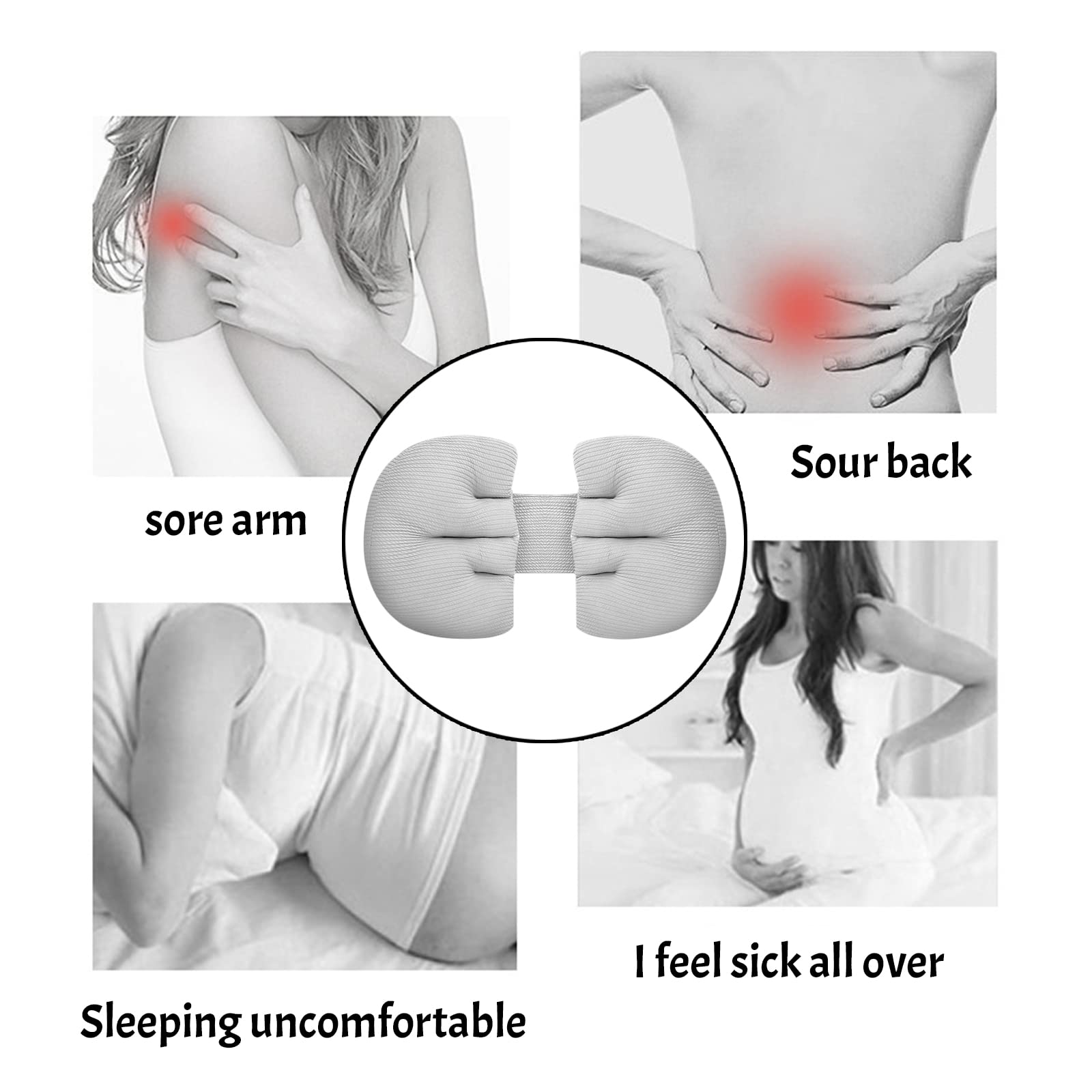 Pregnancy Pillow for Pregnant Women Side Sleeper, Soft Adjustable Double Wedge Body Pillow Side Sleeping Nursing Pillow Maternity Pillow for Body Waist Belly Back Support, With Detachable Pillow Cover