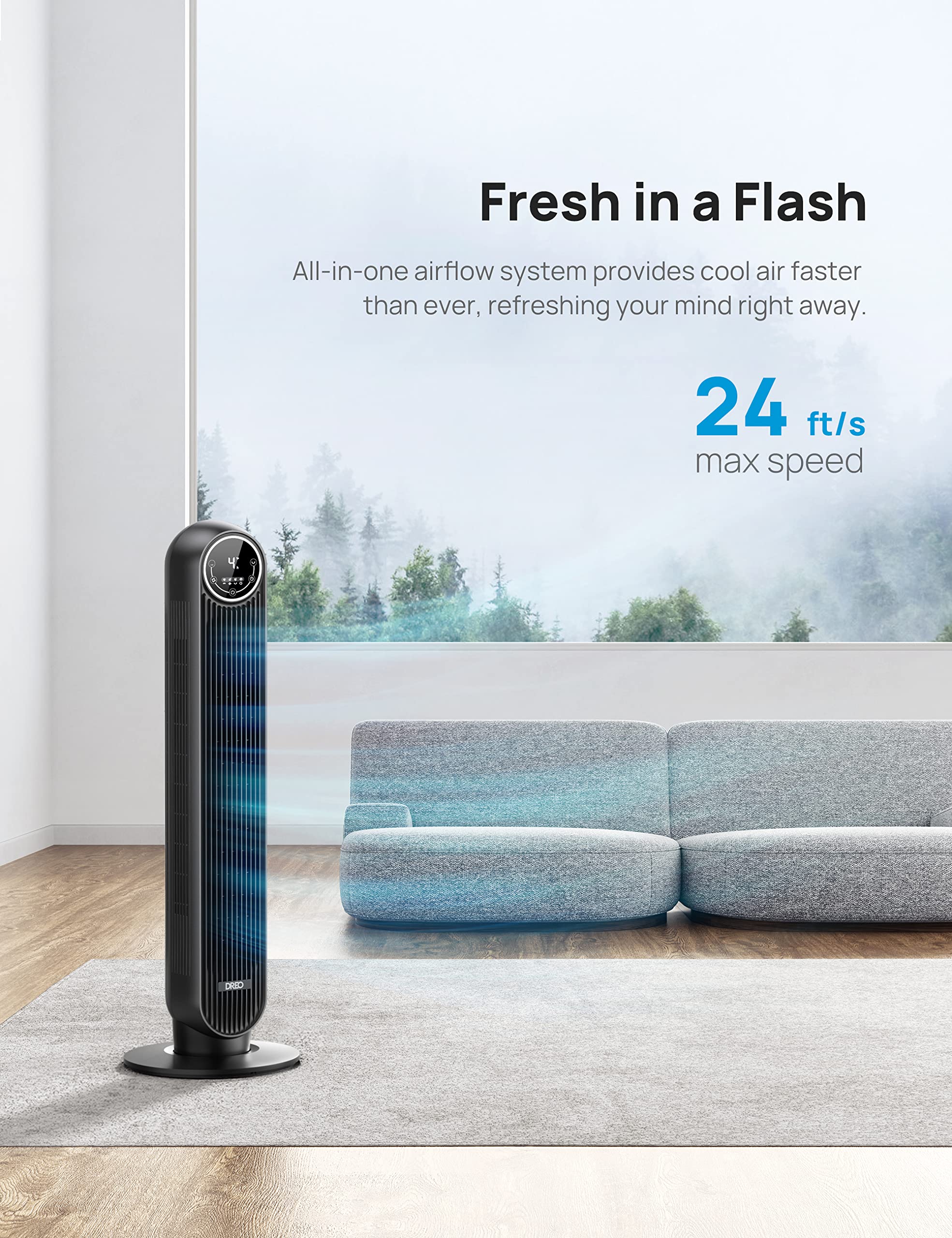 Dreo Tower Fans for Bedroom with Remote Control and Voice Assistant (DR-HTF007)