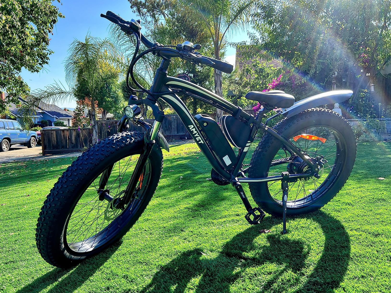 AMYET EB26 Electric Bike for Adults Peak 1500W Electric Bicycle 48V 15AH (720WH) Battery Electric Bike 26" Fat Tire Mountain 28mph 7 Speed Gears Dual Shock Absorber Ebike (Black)