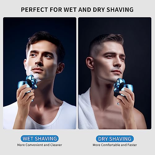 UPTARD Electric Head Shavers for Men, Bald Razor Men,Head Shaver with Nose Hair Sideburns Trimmer, LED,Travle Lock (Blue) 7.17×4.2×4.41 (ht1699)
