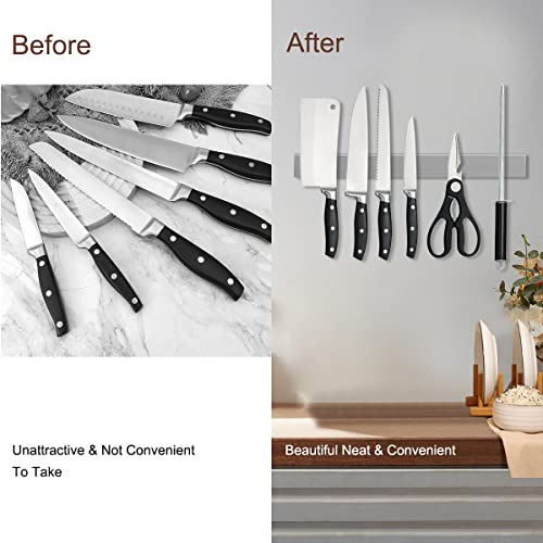 DGSL Magnetic Knife Holder for Wall, Knife Magnetic Strip Stainless Stee, Strong Magnetic Suction 2 Installation Methods, Suitable for Household Kitchen Cutter Metal Tools Management (12 Inch)