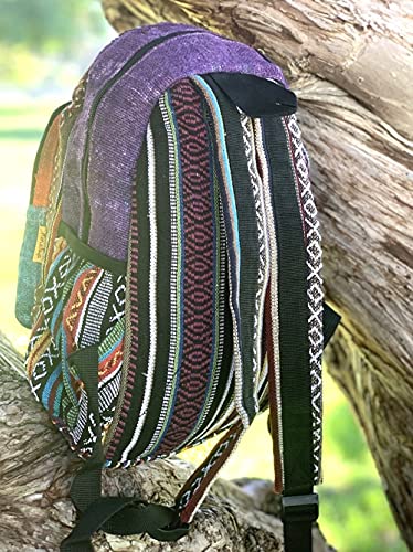 Himalaya Handmade Unique design Himalaya Hemp Backpack Small Backpack Hippie Backpack Festival Backpack Hiking & Tablet Backpack FAIR TRADE Handmade with Love, Rainbow Tie Dye, HBBH-0149