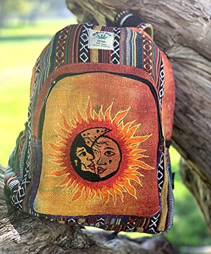 Himalaya Handmade Unique design Himalaya Hemp Backpack Small Backpack Hippie Backpack Festival Backpack Hiking & Tablet Backpack FAIR TRADE Handmade with Love, Rainbow Tie Dye, HBBH-0149