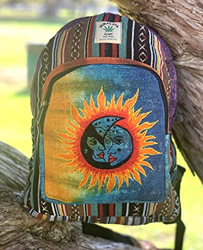 Himalaya Handmade Unique design Himalaya Hemp Backpack Small Backpack Hippie Backpack Festival Backpack Hiking & Tablet Backpack FAIR TRADE Handmade with Love, Rainbow Tie Dye, HBBH-0149