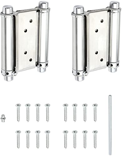 Kitchen Doors Cabinet Hinges,Cupboard Door Clip-on,Durable 4pcs 3Inch Double Action Hinges Swing Spring Hinge Stainless Steel Gate Spring Hinge Door Furniture Cabinet Drawer Hardware Tool for Doors