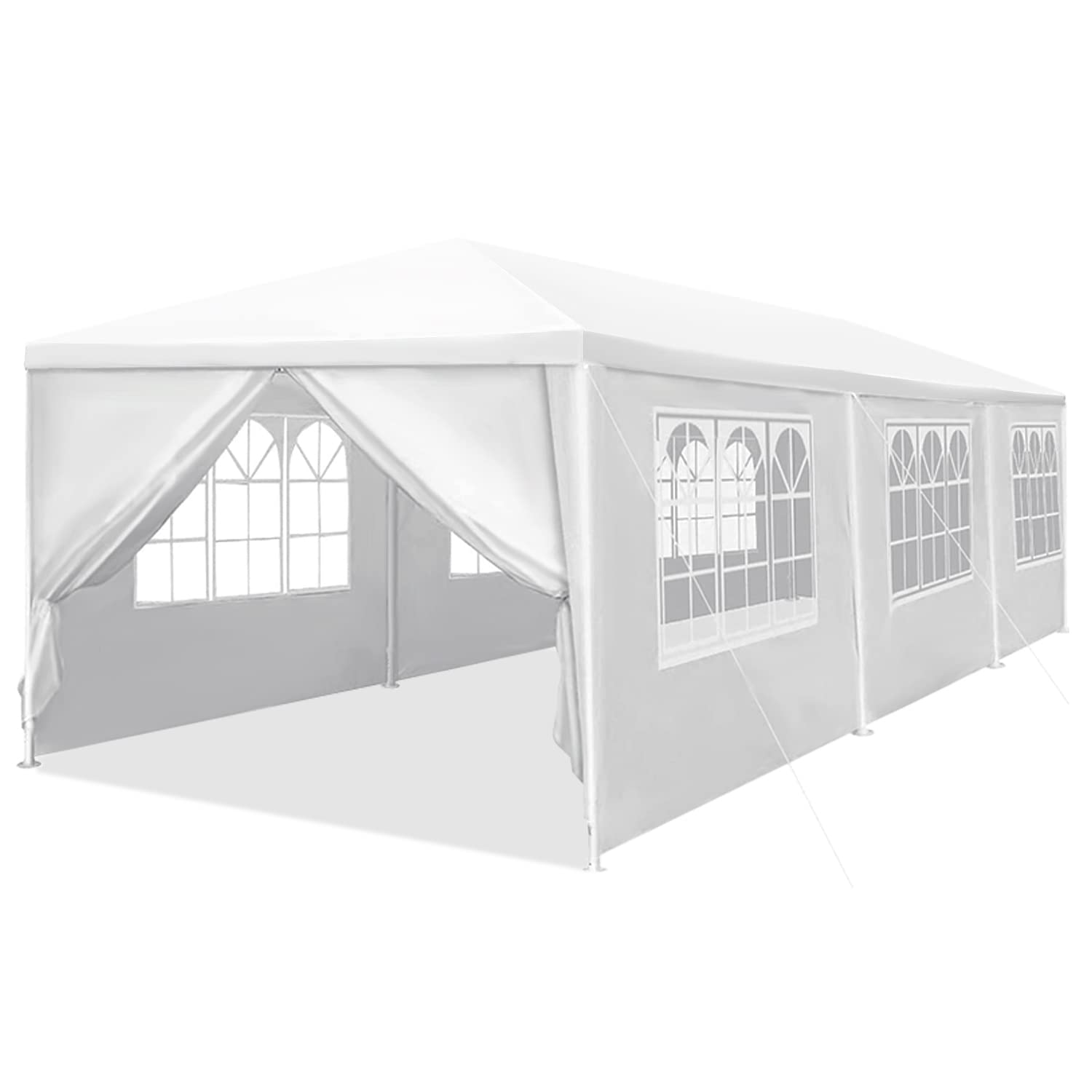 10X30ft Outdoor Gazebo, Canopy Tent Heavy Duty Wedding Party Tent with 8 Removable Sidewalls for Outdoor Wedding, BBQ, Camping, Backyard, Tents for Parties