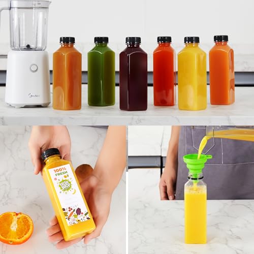 The Buyer Choice 24pcs 16oz Plastic Bottles with caps bulk – Clear Reusable Juice Bottles with caps for smoothies, Disposable Empty bottles for drinks, Juice containers with lids for fridge