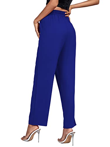 Umenlele Women's Casual Drawstring Elastic High Waist Pants Sport Yoga Jogger Trousers with Pockets Royal Blue Medium