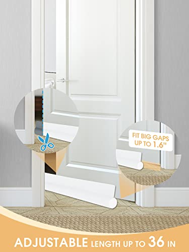 Door Draft Stopper, 36inch Door Sweep Noise Blocker (White)