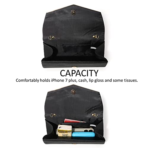 DETARA Women Evening Handbag Glitter Sequins Clutch Purses for Women Shiny Crossbody Bag Formal Wedding Party Prom Purse (Black 305B)