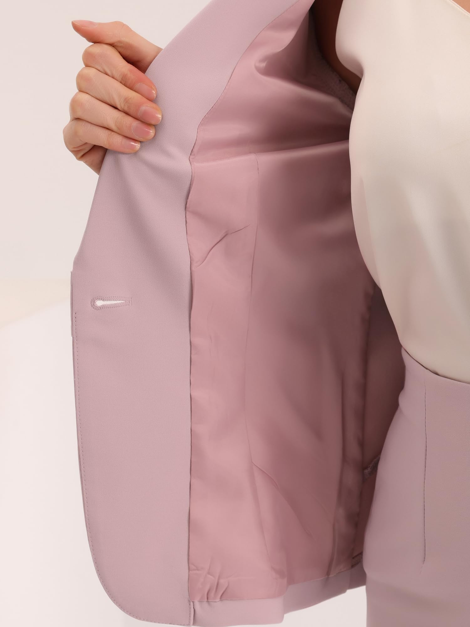 Allegra K Women's 2 Piece Suit Skirt Set Business Casual Long Sleeve Blazer and Pencil Skirt X-Large Pink