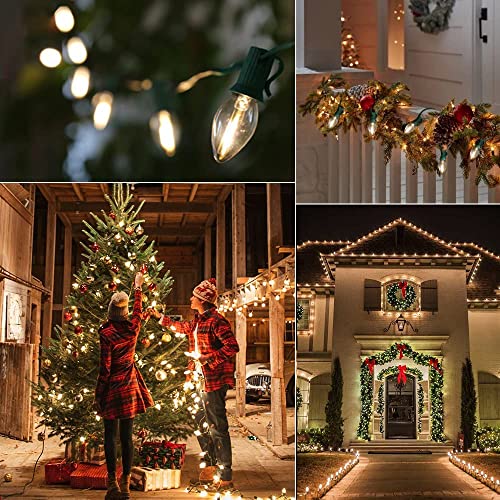 C7 LED Replacement Christmas Light Bulb, 25 Pack C7 Shatterproof LED Bulbs for Christmas Outdoor String Lights, E12 Candelabra Base, Commercial Grade Holiday Bulbs, Warm White