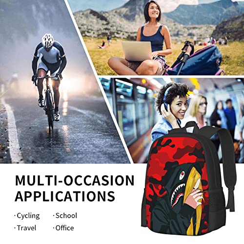 Unisex Cartoon Backpack, Fashion 3d Printing Oxford Laptop Bags, 16.5 Inches High Capacity With Pencil Case