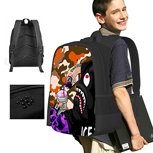 Unisex Cartoon Backpack, Fashion 3d Printing Oxford Laptop Bags, 16.5 Inches High Capacity With Pencil Case