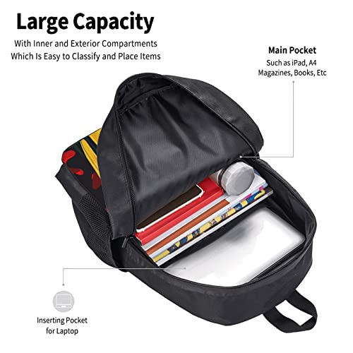 Unisex Cartoon Backpack, Fashion 3d Printing Oxford Laptop Bags, 16.5 Inches High Capacity With Pencil Case