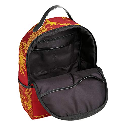ANINILY Backpack For Womens, Dragon&Phoenix In Classical Chinese Art College Bags Women Shoulder Bag Daypack Bookbags Travel Bag