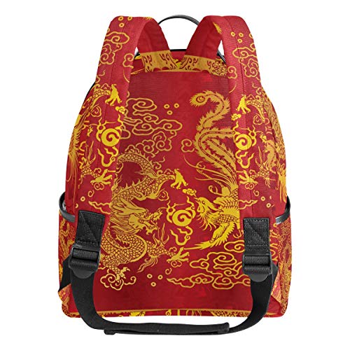ANINILY Backpack For Womens, Dragon&Phoenix In Classical Chinese Art College Bags Women Shoulder Bag Daypack Bookbags Travel Bag
