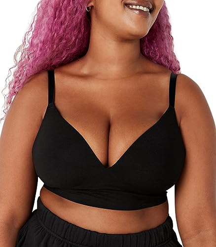 Victoria's Secret Pink Loungin Wireless Push Up Bra, Padded, Cropped, T Shirt Bras for Women, Black (XL)