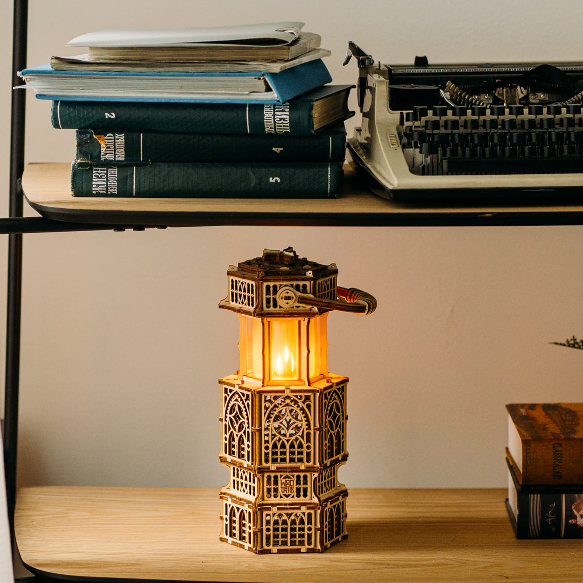 Wood Trick Antique Lantern Luminous LED 3D Wooden Puzzles for Adults and Kids to Build - 2-Mode Lighting - Engineering DIY Project Mechanical 3D Puzzle Model Kits for Adults