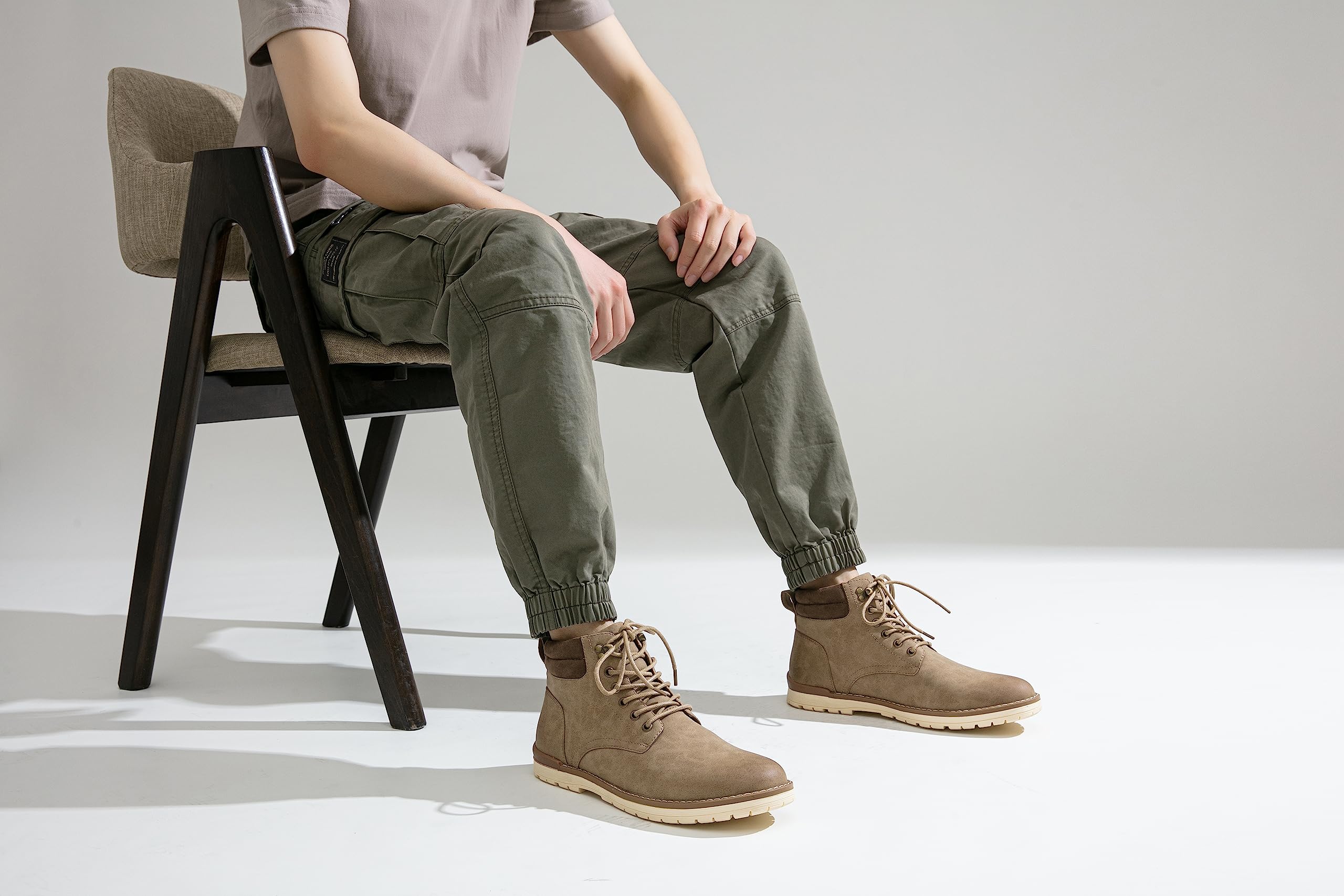 Vostey Men's Hiking Boots waterproof Casual Chukka Boots for Men(BMY670B khaki 10)