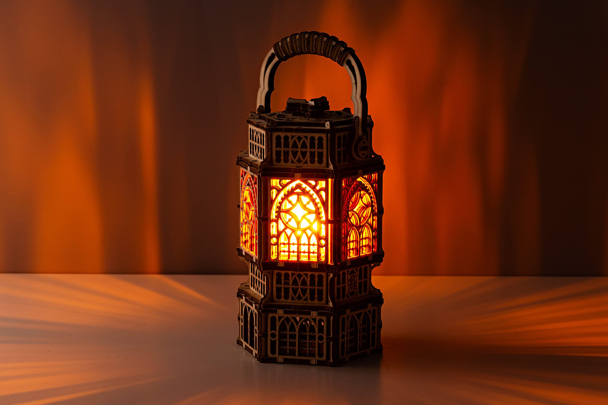 Wood Trick Antique Lantern Luminous LED 3D Wooden Puzzles for Adults and Kids to Build - 2-Mode Lighting - Engineering DIY Project Mechanical 3D Puzzle Model Kits for Adults