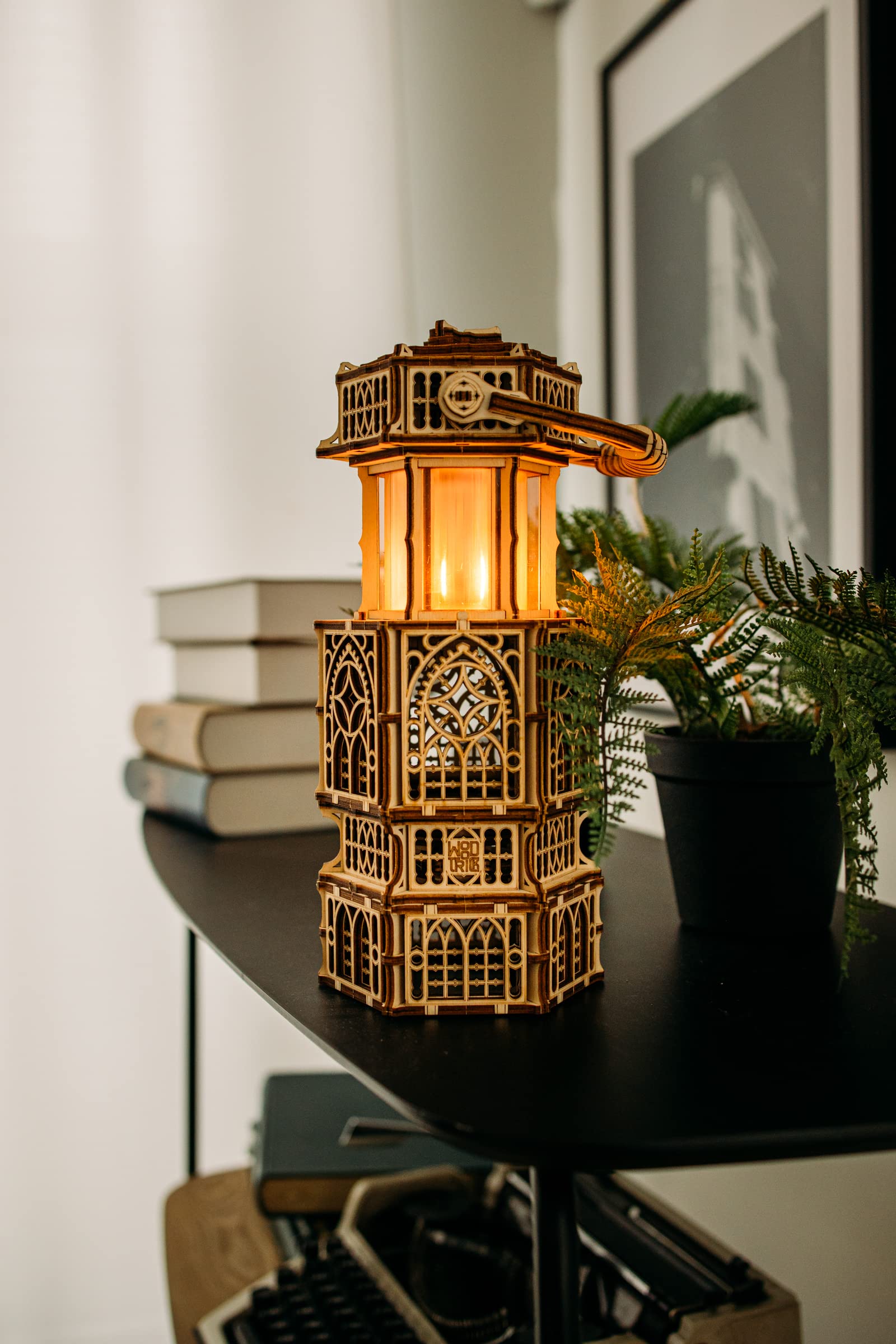 Wood Trick Antique Lantern Luminous LED 3D Wooden Puzzles for Adults and Kids to Build - 2-Mode Lighting - Engineering DIY Project Mechanical 3D Puzzle Model Kits for Adults