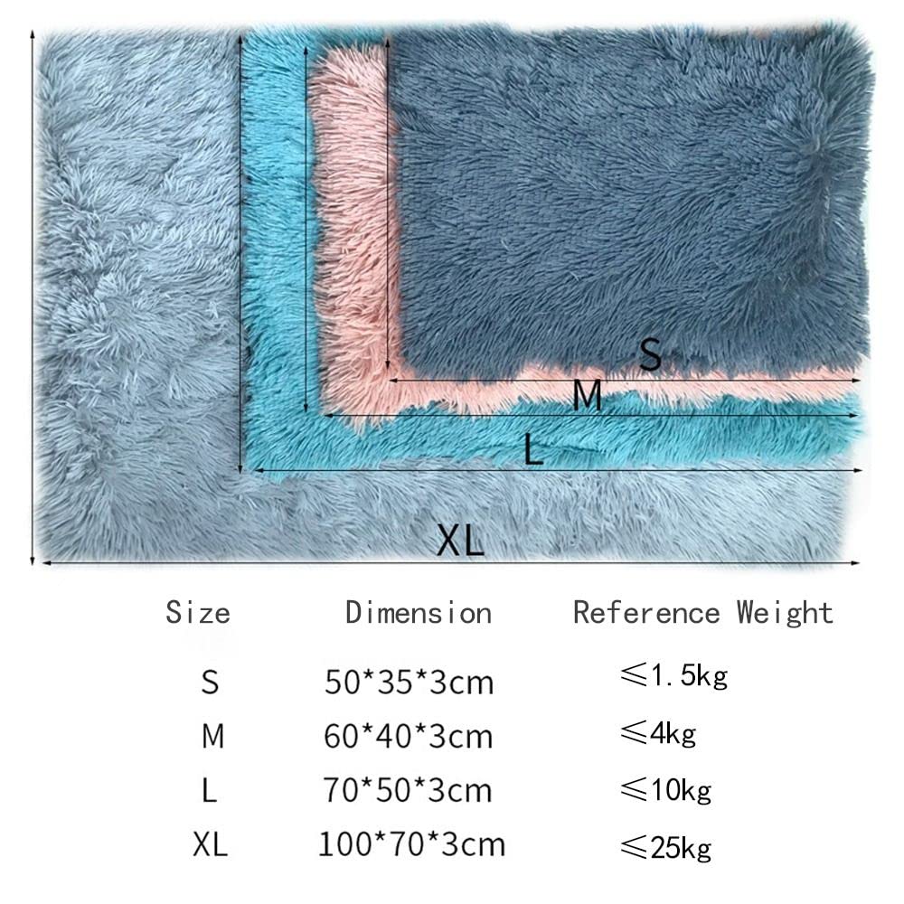 gofidin Winter Dog Bed Mat Comfy Calming Dog Cat Beds Cushion Mat Warm Kennel Accessories Pet Plush Puppy Beds Washable(Gray)(50x70cm,Gray)