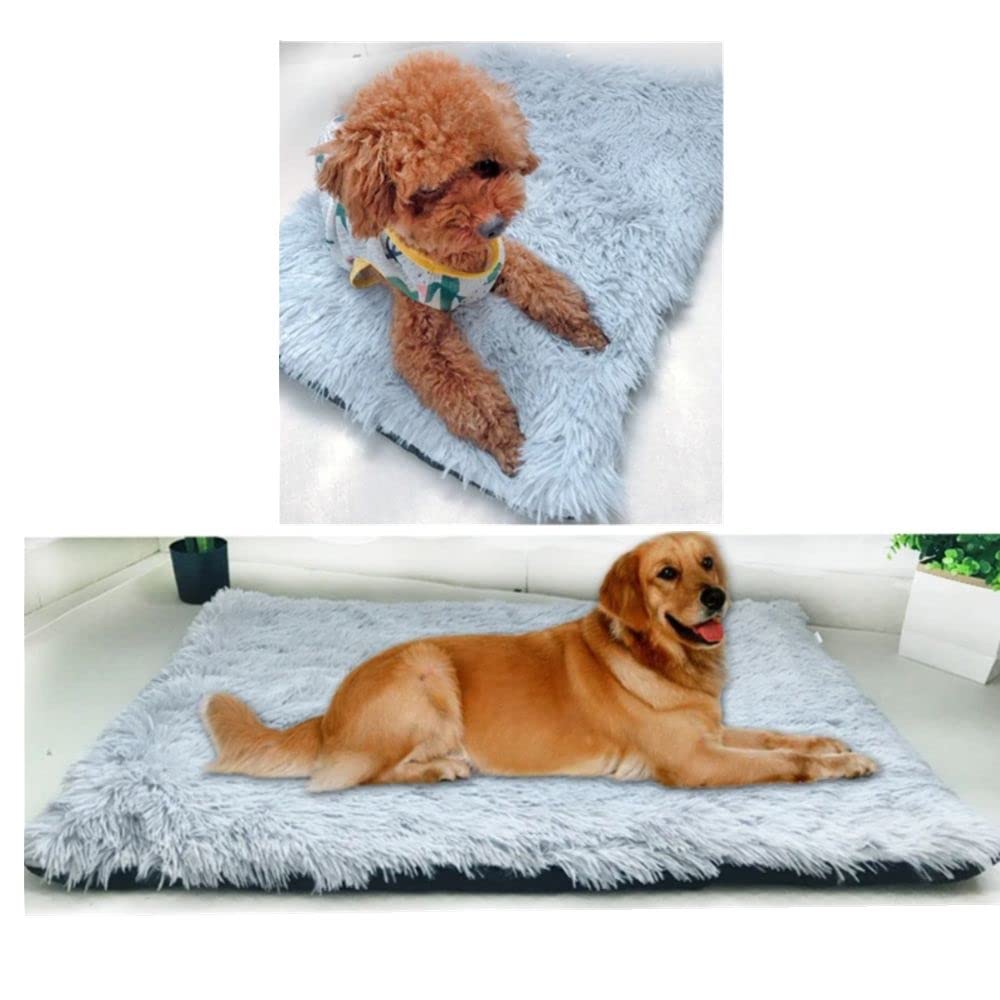 gofidin Winter Dog Bed Mat Comfy Calming Dog Cat Beds Cushion Mat Warm Kennel Accessories Pet Plush Puppy Beds Washable(Gray)(50x70cm,Gray)