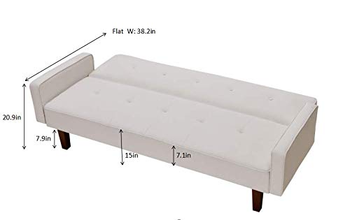 Eafurn Button Tufted Convertible Sofa Bed,Modern Linen Fabric Adjustable Couch Sleeper Modern Reversible Convertible Folding Lounge Couch Loveseat Daybed for Living Room with Solid Wood Legs