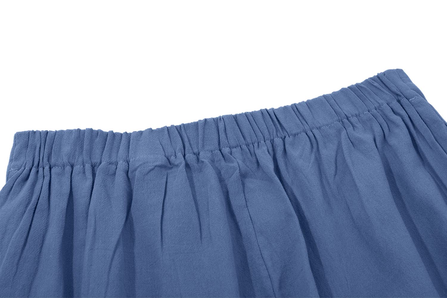 ebossy Women's Summer Drawstring Elastic Waist Cotton Linen Utility Beach Palazzo Pants Pockets (S, Blue)