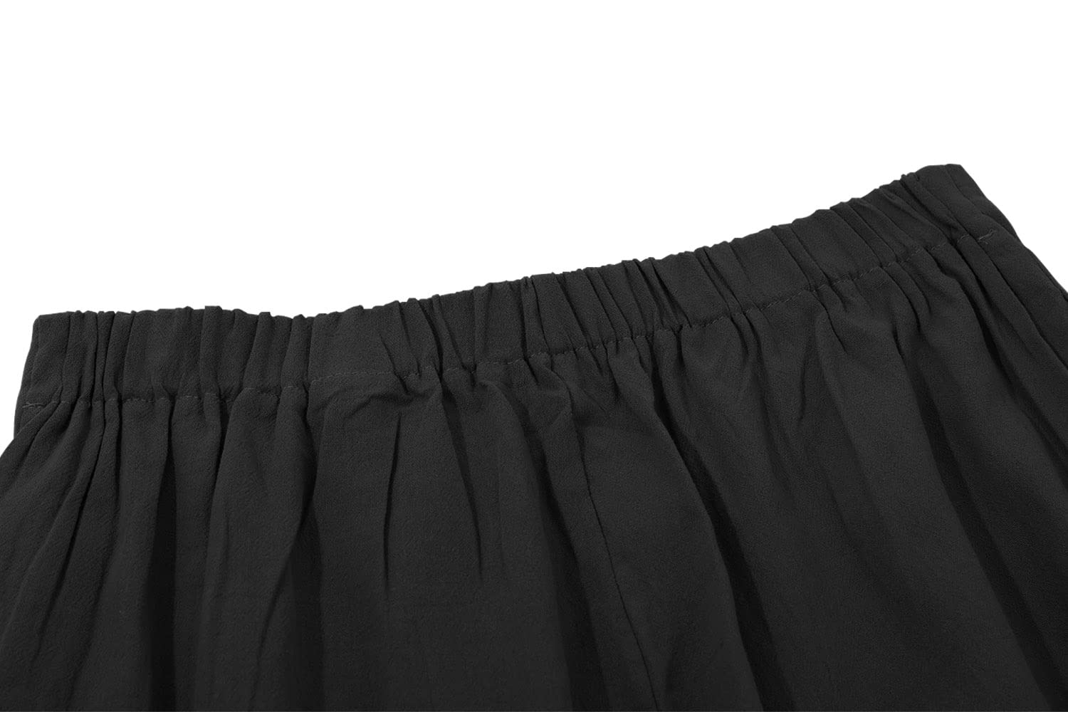 ebossy Women's Summer Drawstring Elastic Waist Cotton Linen Utility Beach Palazzo Pants Pockets (XL, Black)