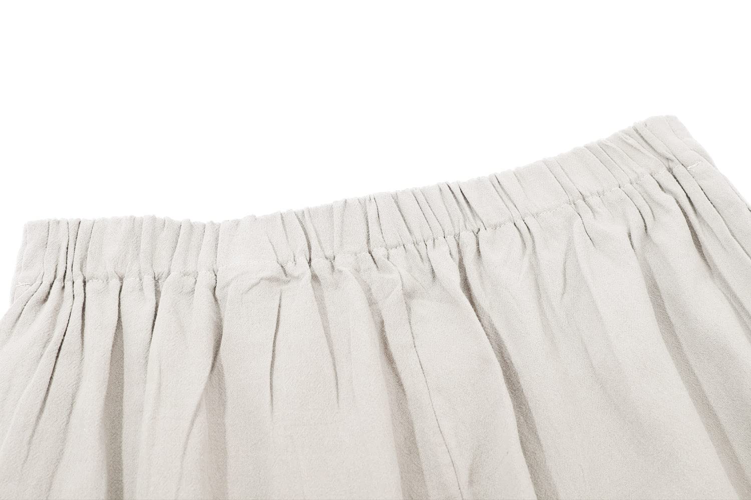 ebossy Women's Summer Drawstring Elastic Waist Cotton Linen Utility Beach Palazzo Pants Pockets (M, White)