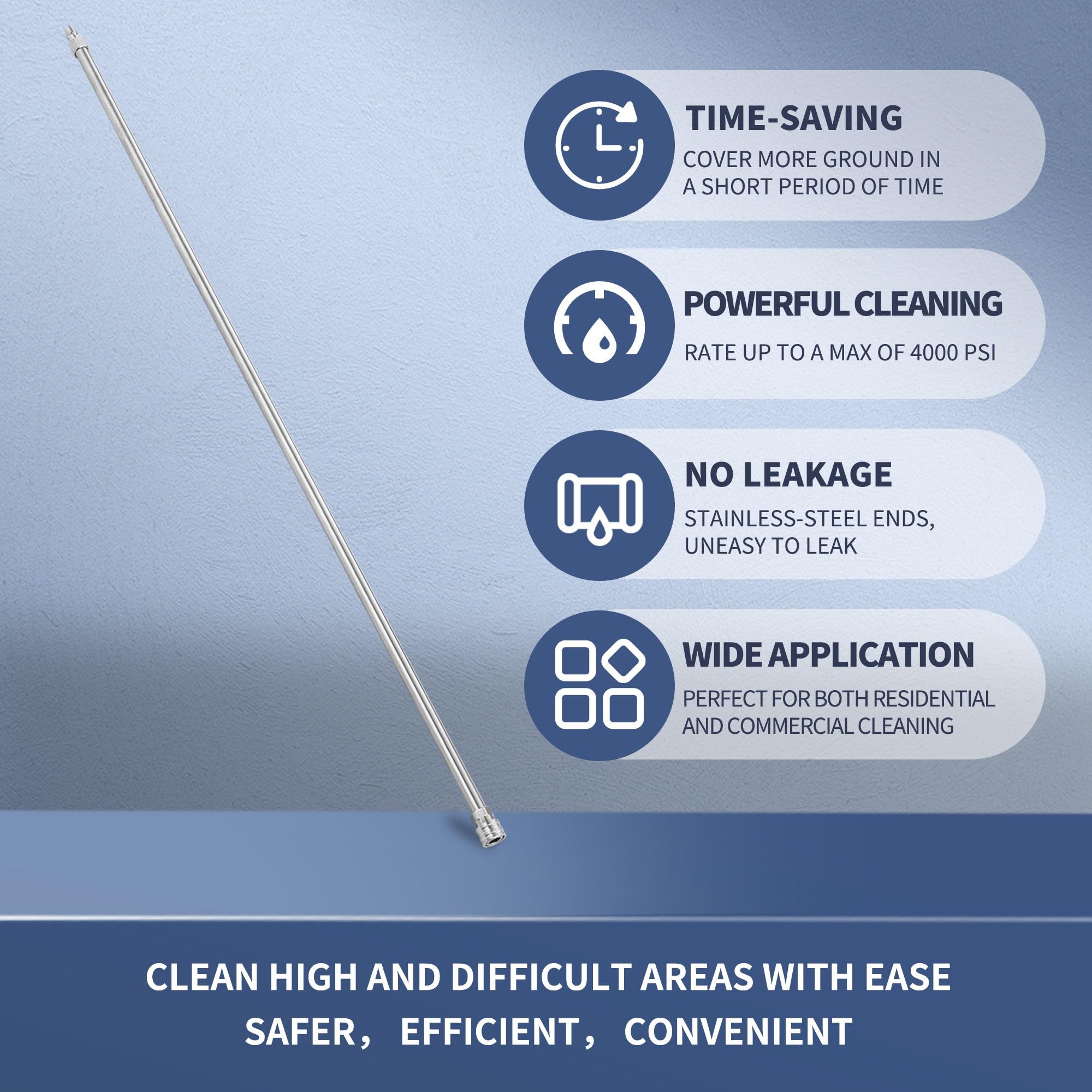 FENG PAI Pressure Washer Extension Wand - 60" Pressure Washer Wands wit Replacement Wand, 1/4" Quick Connect Power Washer Lance, 4000 PSI