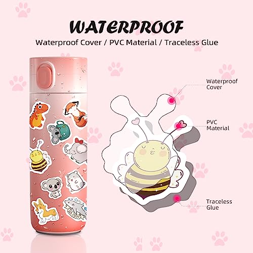 Arme Animal Stickers Pack, 400 PCS Cute Stickers for Waterbottles, Laptop Stickers for Computer Skateboad Phone Notebooks, Large Colorful Vinyl Waterproof Stickers for Kids Teens Girls Boys